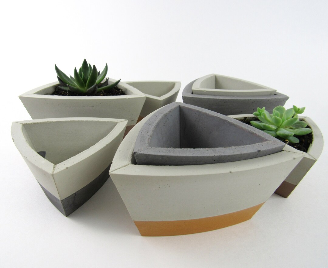 Curved Nesting Triangle Concrete Planter or Bowl - Etsy
