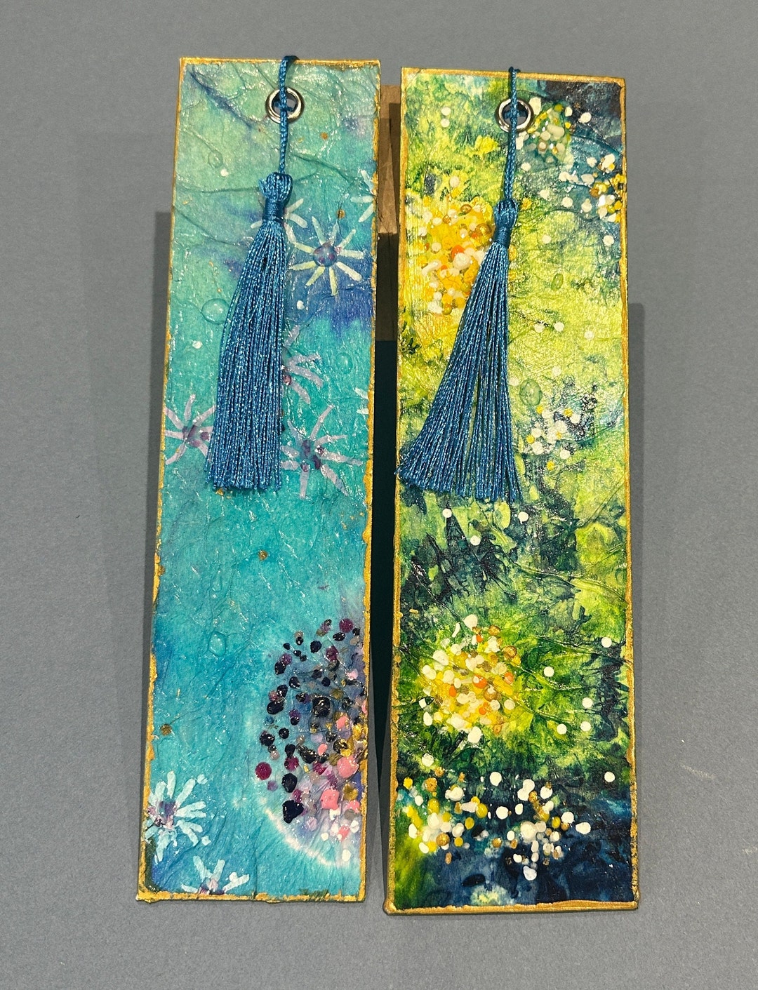Blue Abstract Floral Bookmarks, Bookmark, Flowers, Books, Unique Art - Etsy