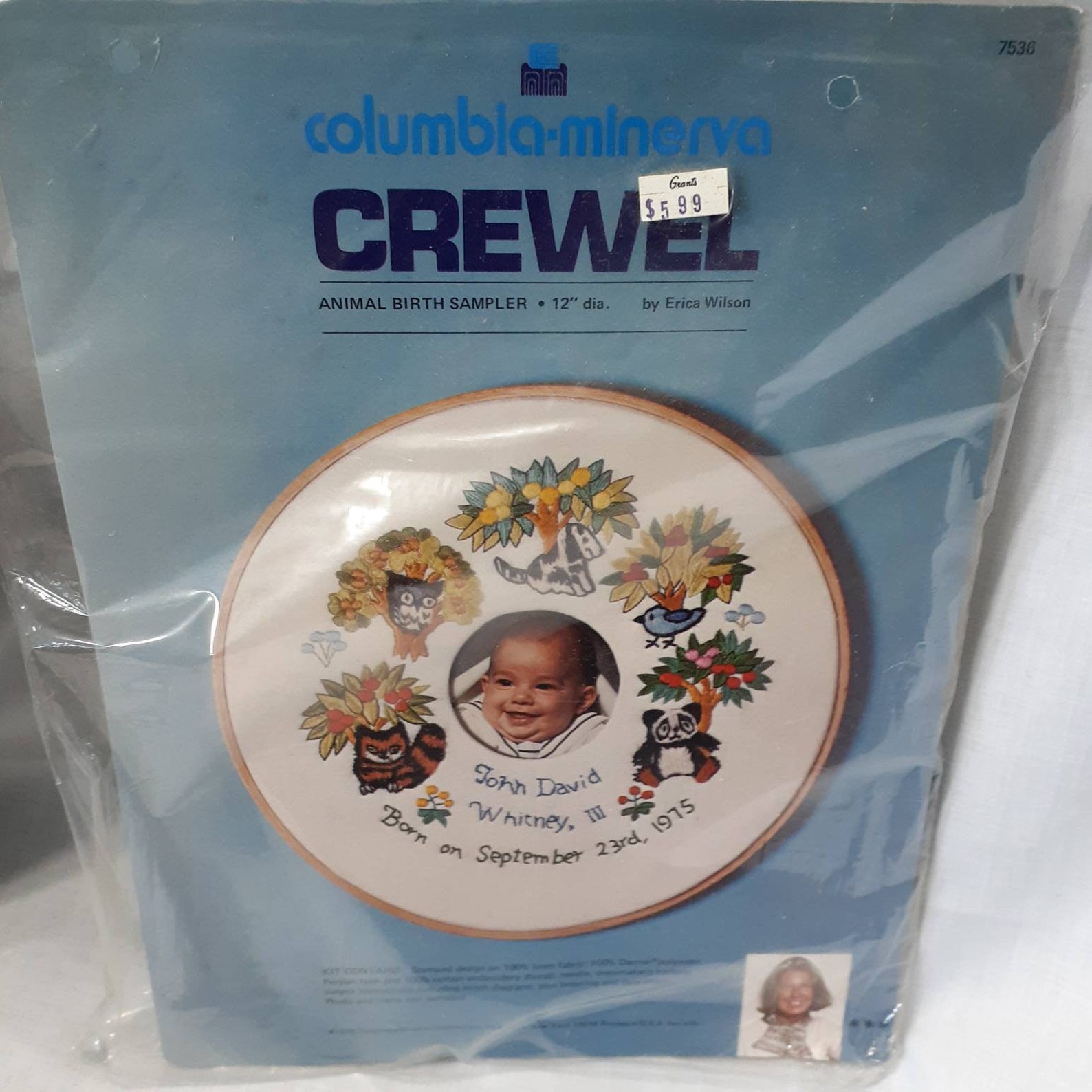 Columbia Minerva Crewel Animal Birth Sampler 7536 Picture Kit VTG 1975 ...