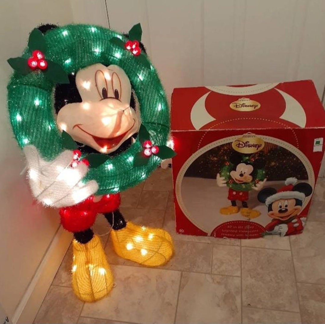Vintage Disney 32" Lighted Iridescent Mickey Mouse With Christmas ...