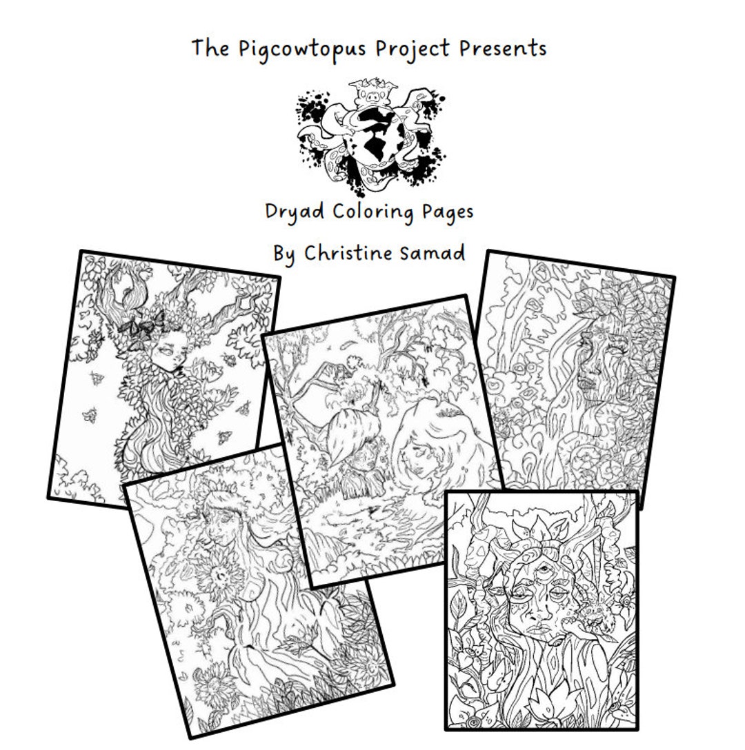 Dryad Coloring Pages - 5 Pages - Etsy