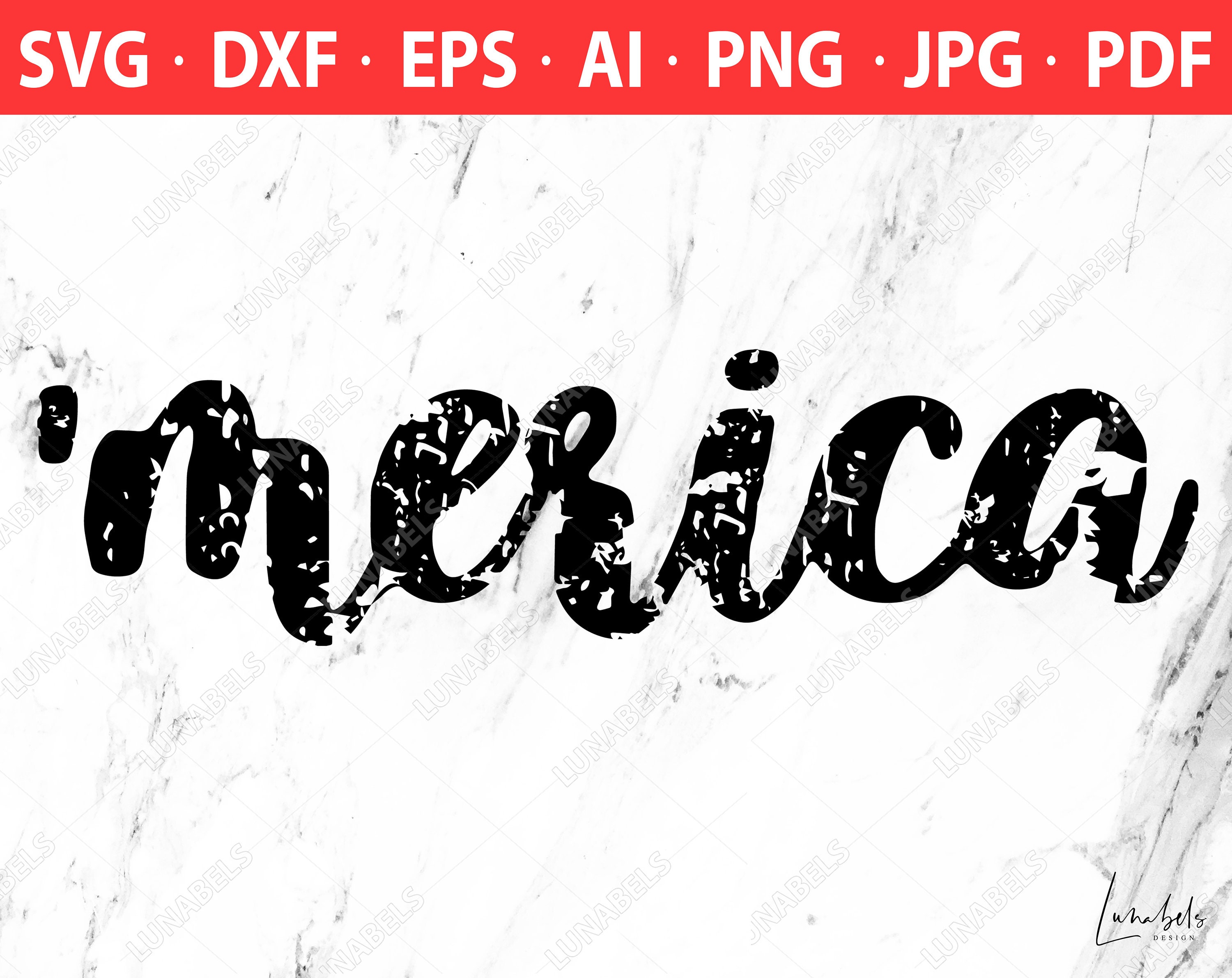 Merica Svg, Merica Distressed Font, Merica Clipart, 4th of July Svg ...