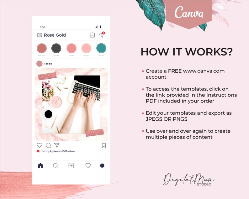 Rose Gold Canva Templates Instagram Post Templates Canva | Etsy