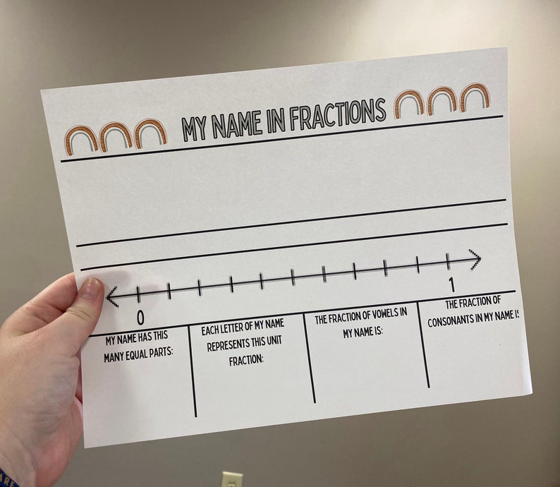 My Name in Fractions Worksheet - Etsy