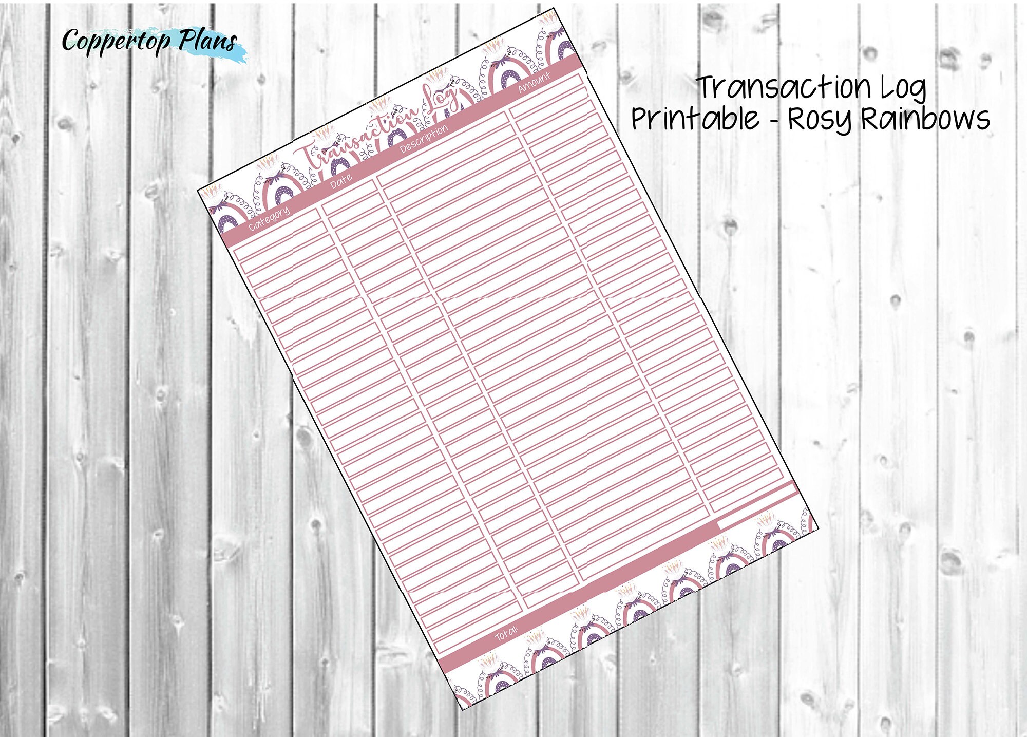 Transaction Log Printable Digital Download Digital Budget | Etsy