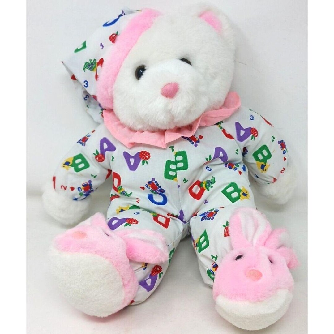 Goffa Bear ABC Plush Stuffed Animal Pink Bunny Slippers Felted Nose ...