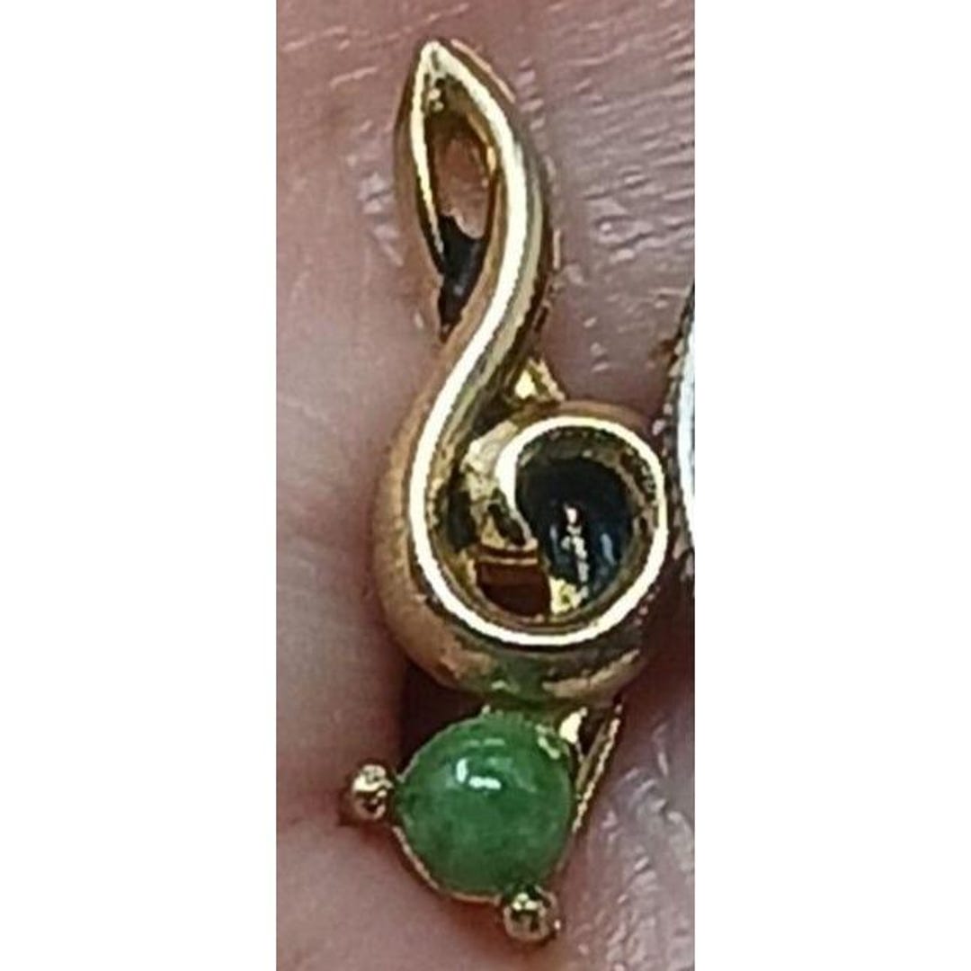 Vintage SWANK Treble Clef Music Note Gold Tone W/jade Musician Pin Tie ...