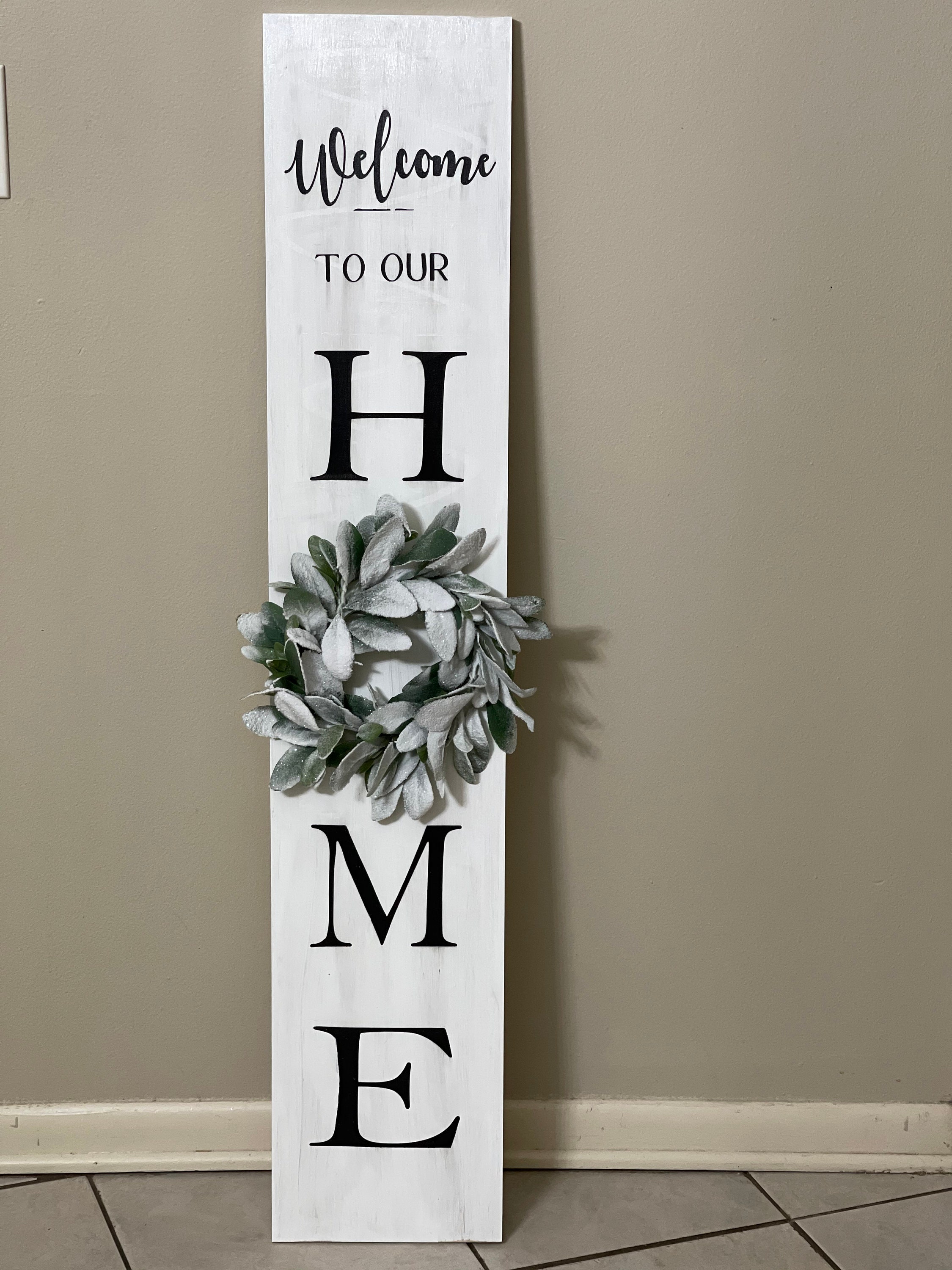 Welcome to Our Home Sign, Wreath Sign, Wood Sign With Wreath, Welcome ...