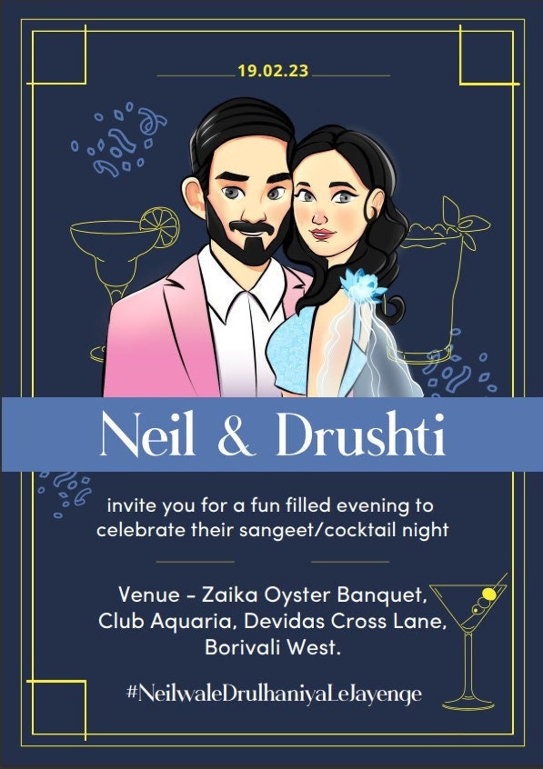 Customized Cartoon Themed Wedding Invitation Digital Card, Digital ...