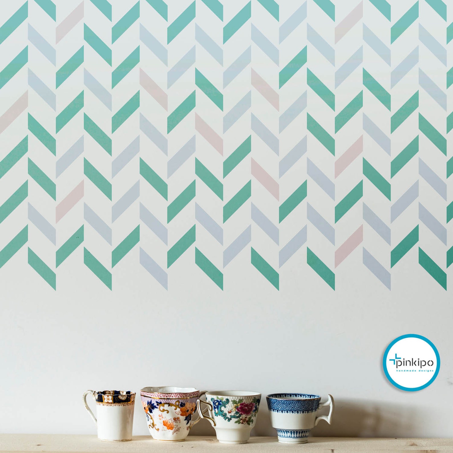 Chevron L HERRINGBONE WALL STENCIL Modern Wall Stencils for - Etsy