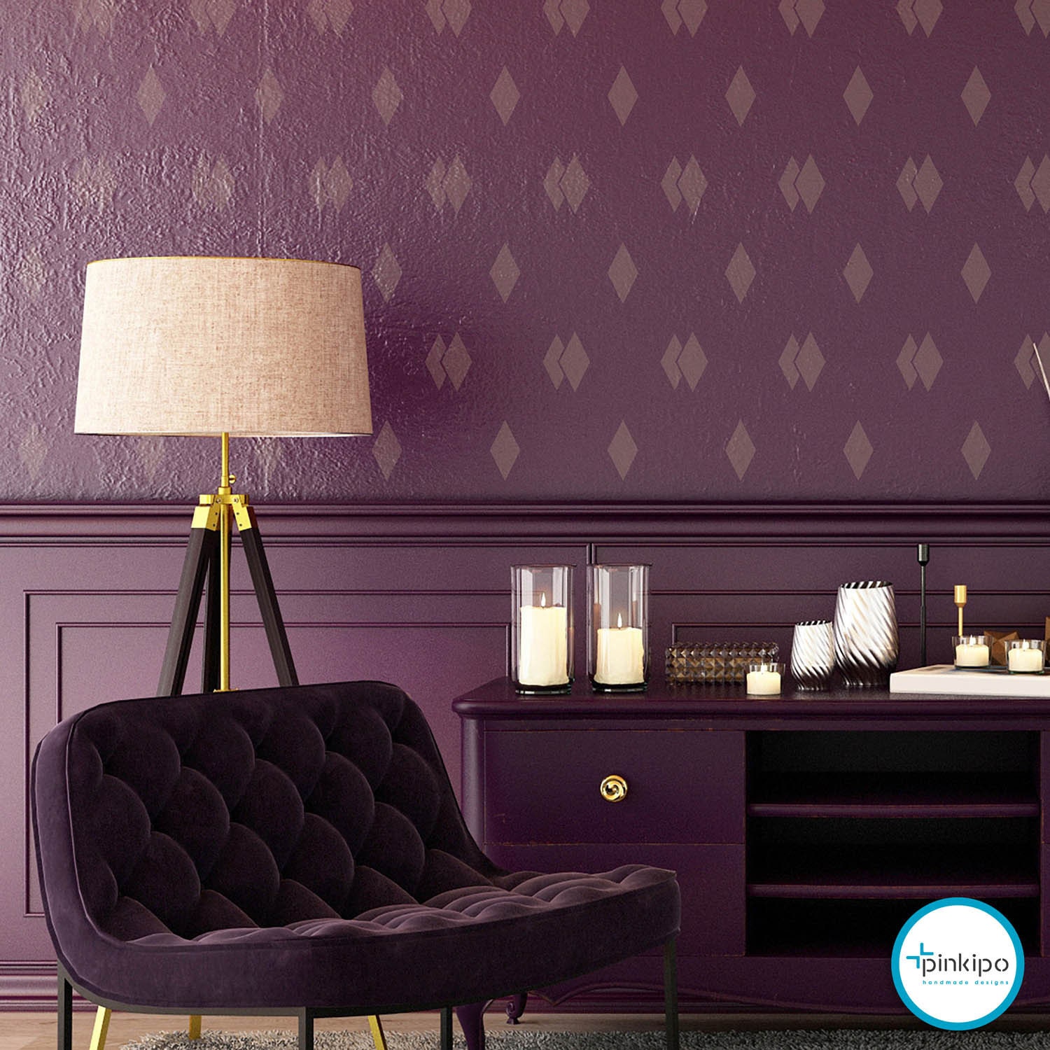 Diamonds - Large WALL STENCIL, Modern Wall Stencils for Painting ...