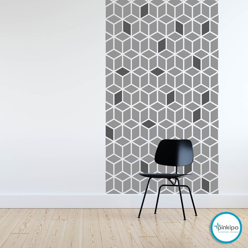 Cube Geometric Wall STENCIL Modern Wall Stencils for - Etsy