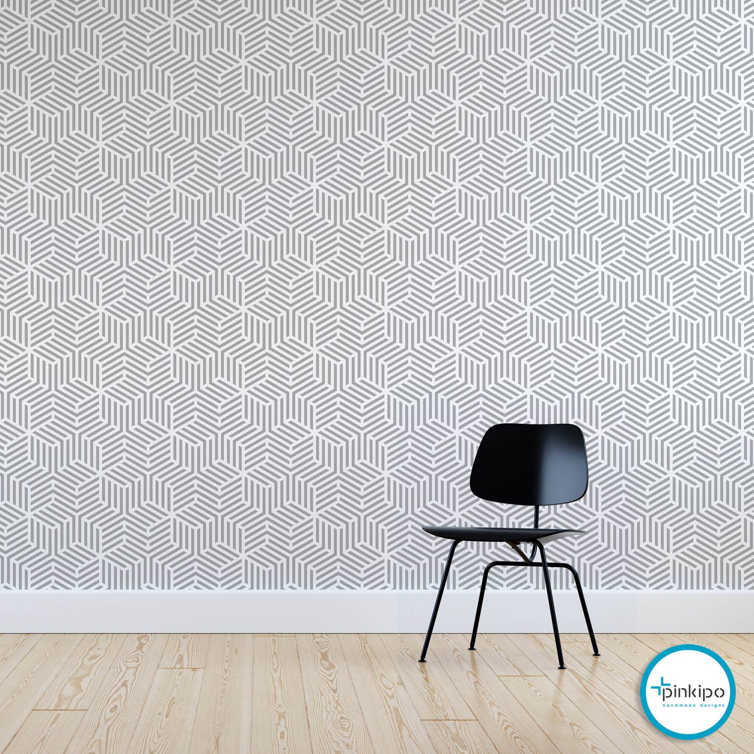 Linear Hexagon Geometric LARGE WALL STENCIL Modern Wall | Etsy