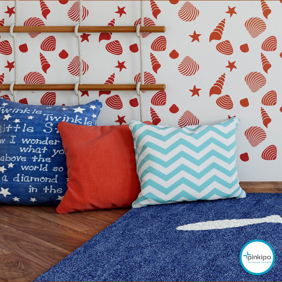 Shells - WALL STENCIL for Children, for DIY Wall Modern Decor ...