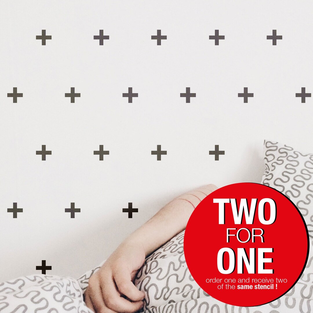 Plus Pattern Stencil, LARGE WALL STENCIL, Nursery Wall Stencil, Kids ...