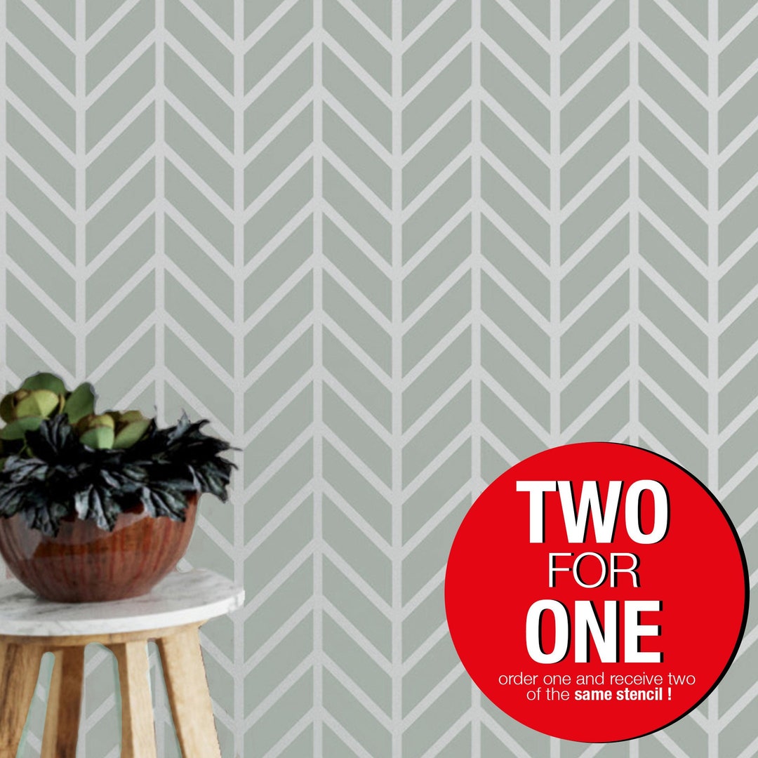 Chevron Ll, HERRINGBONE WALL STENCIL, Modern Wall Stencils for Painting ...