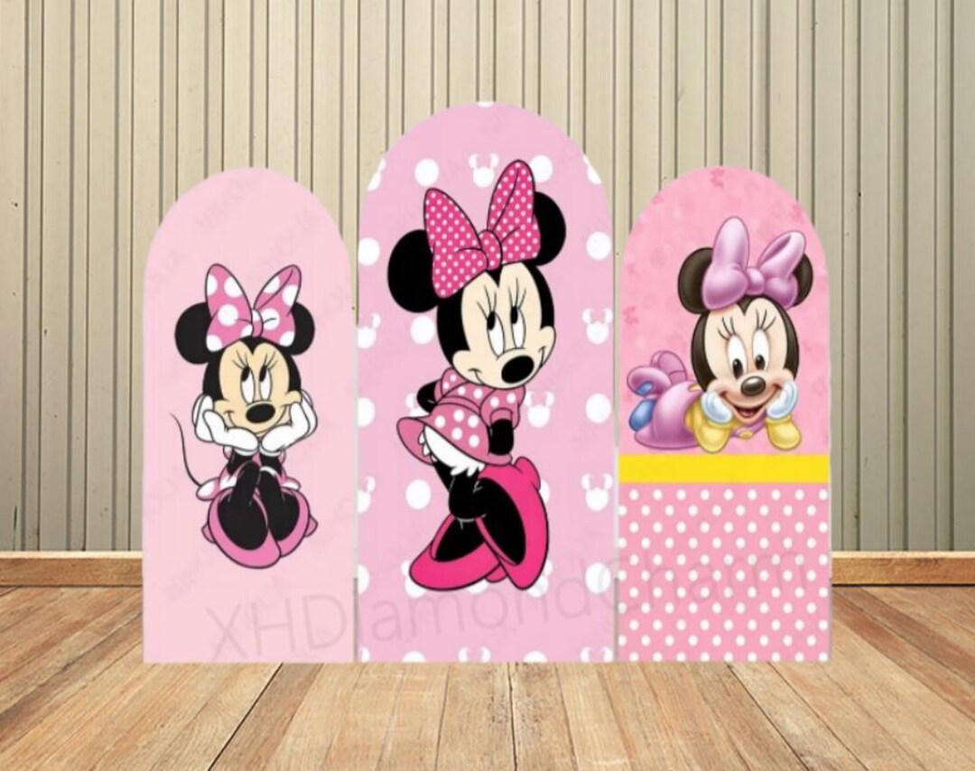 Disney Pink Minnie Mouse Arch Background Baby Kids Girl Birthday Gift ...