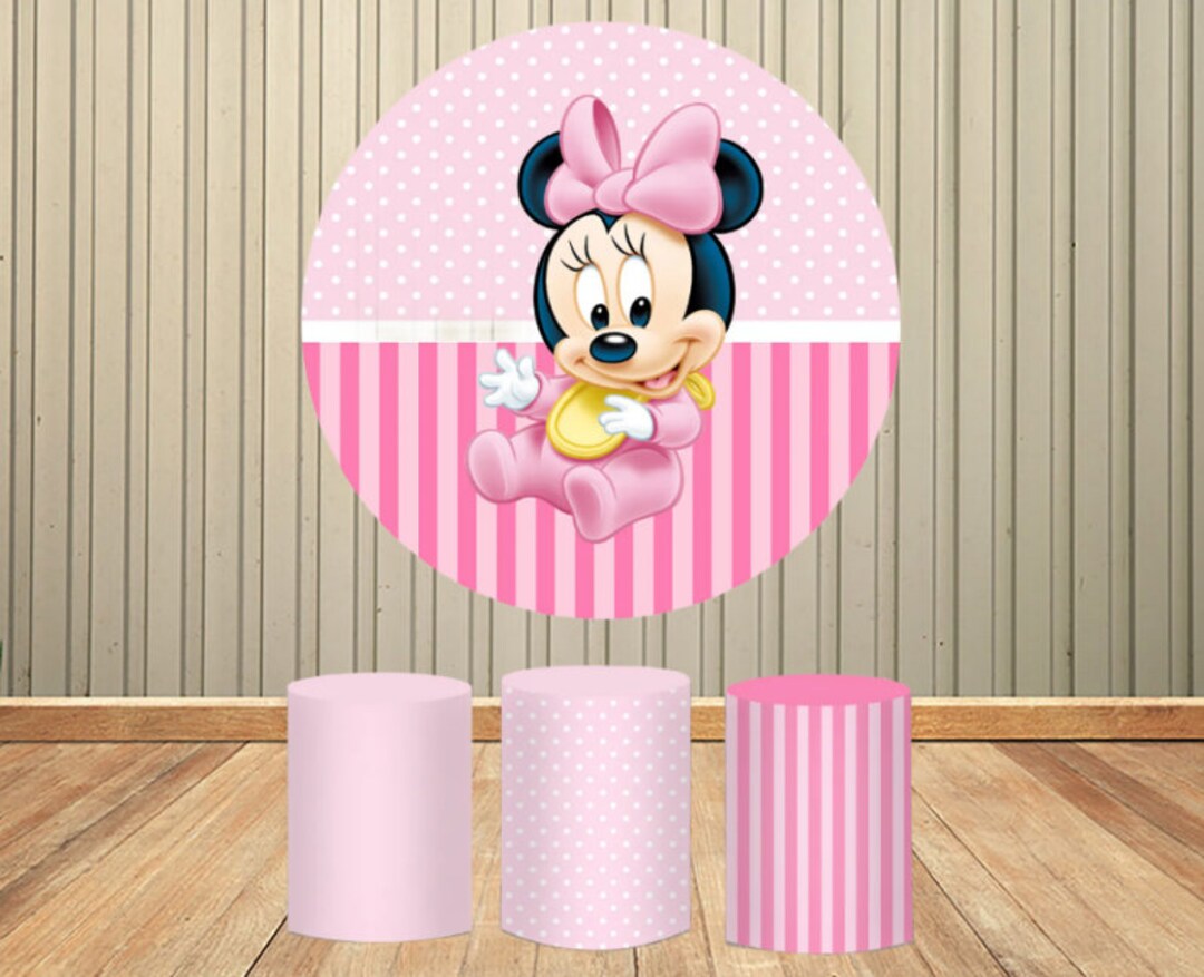 Round Circle Backdrop Baby Minnie Mouse Party Backdrops Minnie Mouse ...