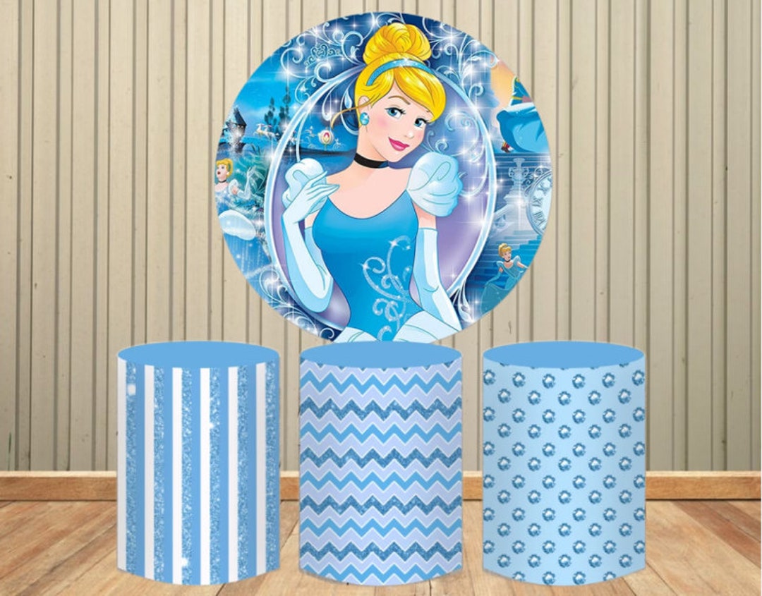 Cinderella Round Backdrops Blue Dress Blonde Princess Circle Background ...