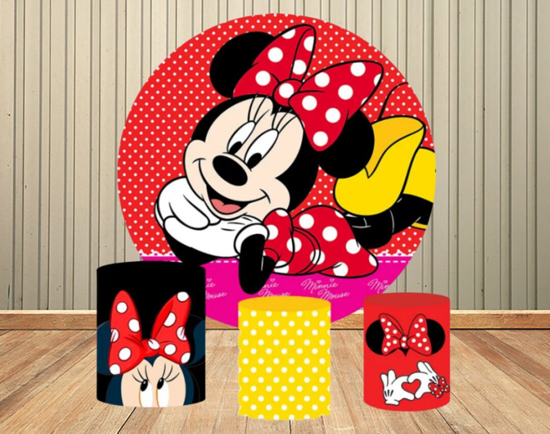 Disney Minnie Mouse Round Backdrop Child Birthday Backdrop Girls 1st ...