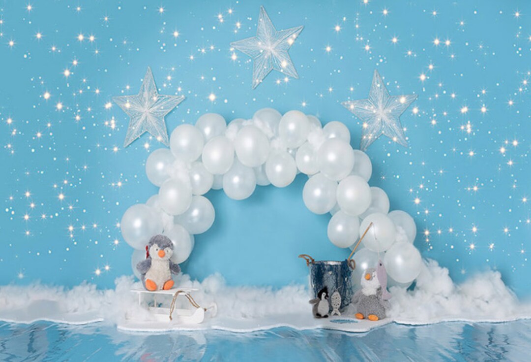Blue Balloon Stars Photo Background Children Photography Backdrops for ...