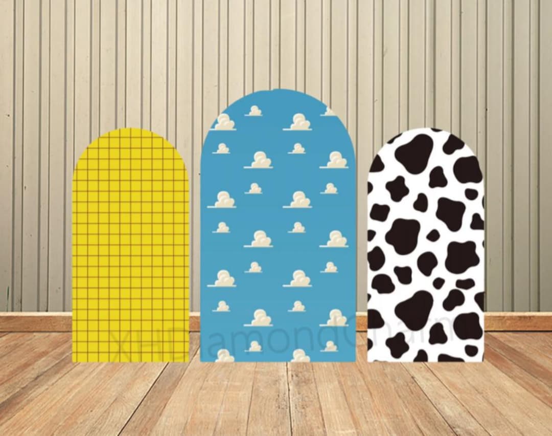 Cartoon Toy Story Arch Backdrop Cover Blue Sky White Clouds Chiara Arch ...
