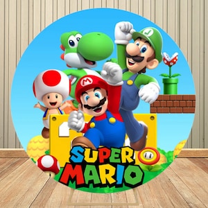 Super Mario Bros Round Backdrop Kids Boys Birthday Party Cartoon ...