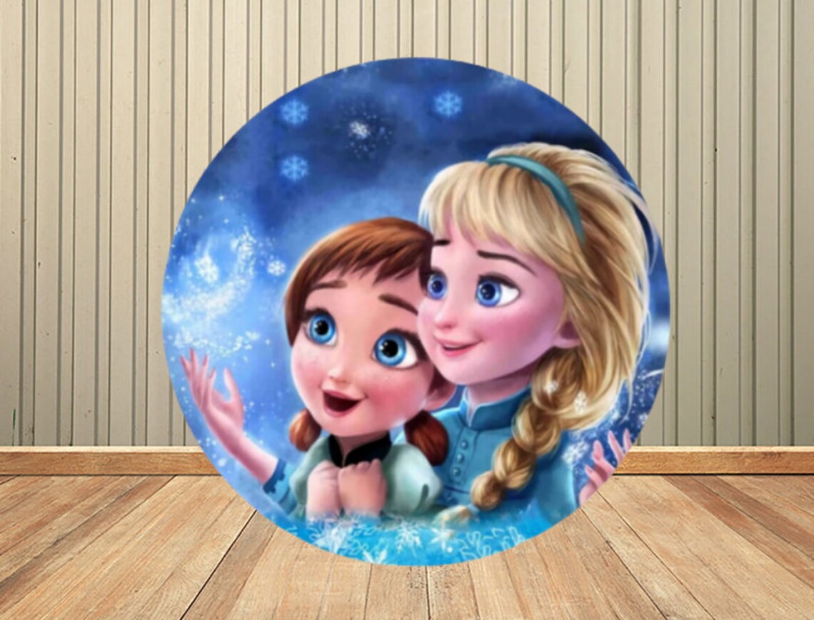 Frozen Princess Circle Round Backdrop Cover Anna and Elsa Background ...
