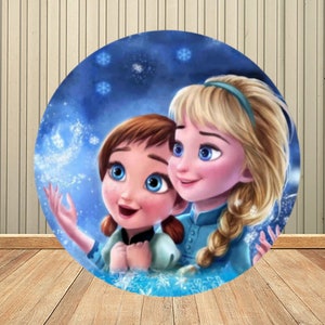 Frozen Princess Circle Round Backdrop Cover Anna and Elsa Background ...