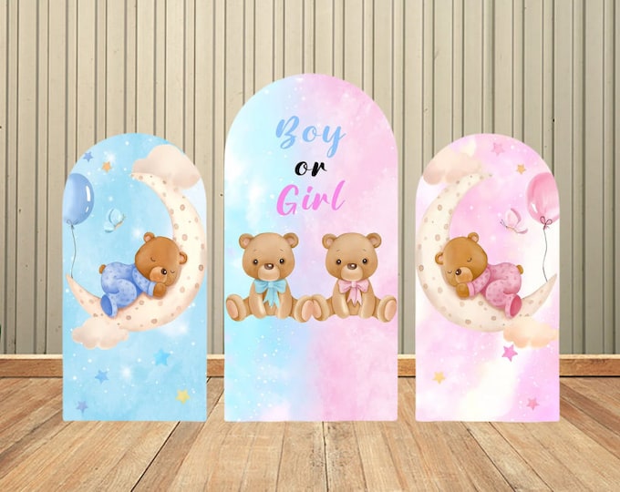 Cartoon Lilo and Stitch Arch Backdrop Cover Boy or Girl Gender Reveal ...