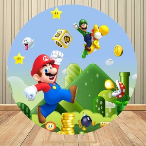 Super Mario Bros Round Backdrop Cover Photography Adventure Games ...