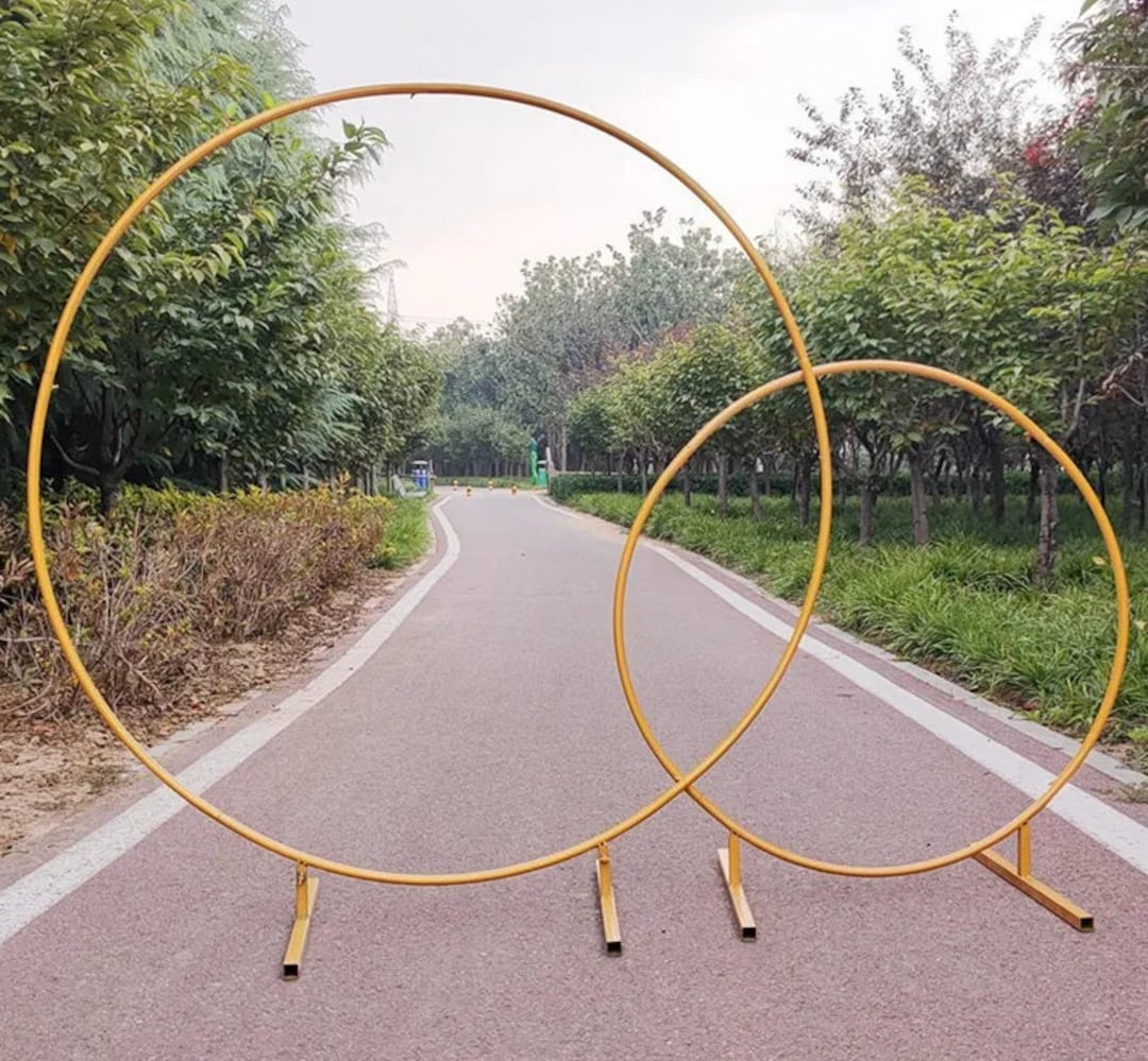 Gold White Round Backdrop Stand Metal Circle Stand Wedding Round Arch ...