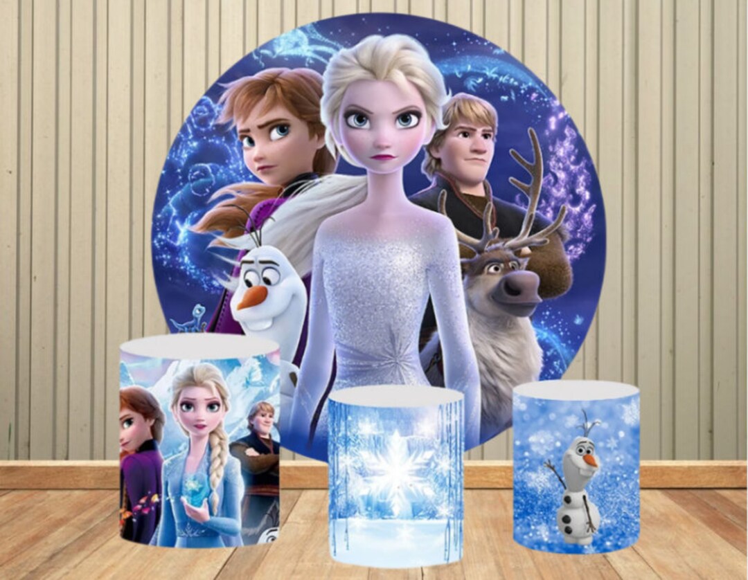 Frozen Princess Round Backdrop Princess Elsa Anna Fabric Elastic ...