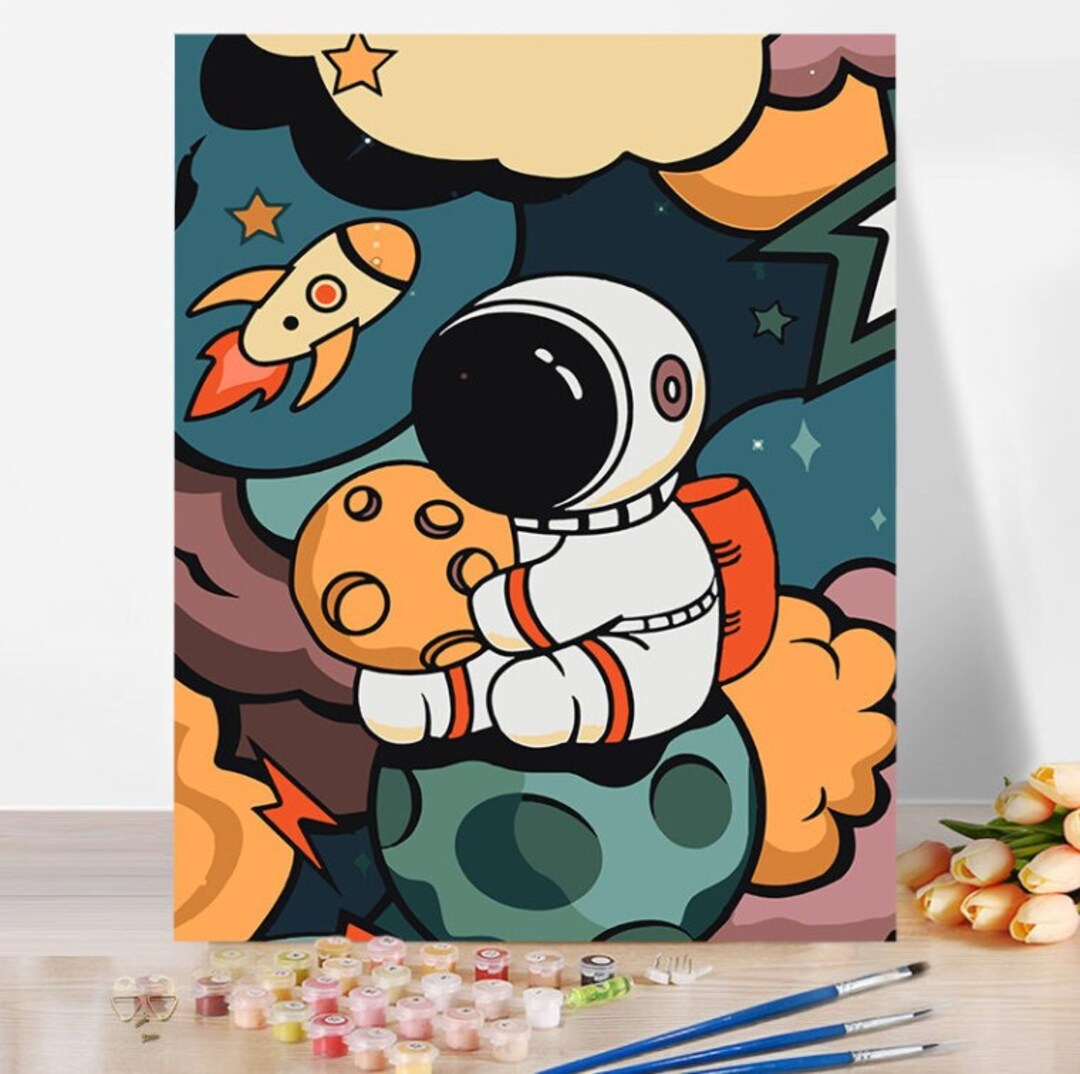 Paint by Numbers Space Astronaut Canvas Painting DIY Paint by Number ...