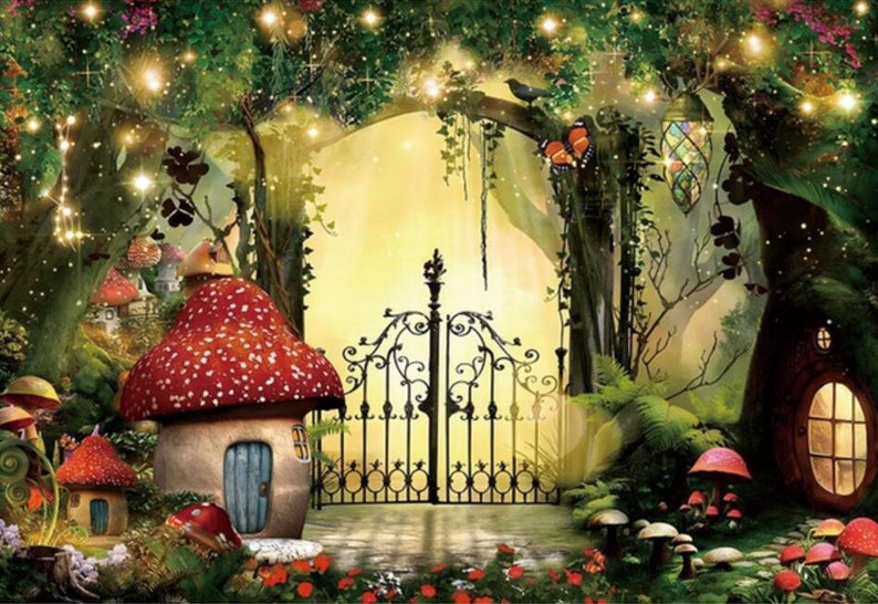Forest Fairyland Party Backdrop Mushrooms House Fairy Tales Printing ...