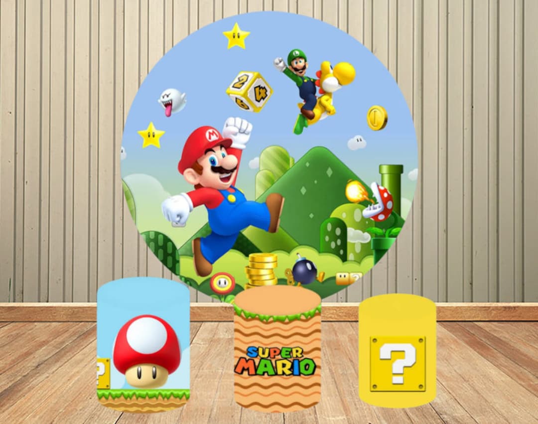 Super Mario Bros Round Backdrop Cover Photography Adventure Games ...