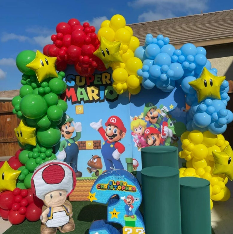 Cartoon Princess Peach Super Mario Bros Double-sided Arch Backdrop Wall ...