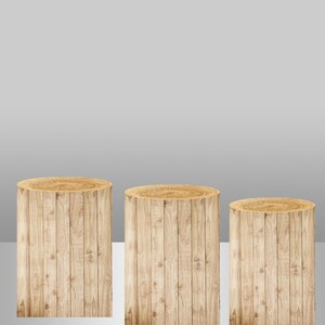 Wood Texture Round Cylinder Plinth Covers Background Elastic Fabric ...