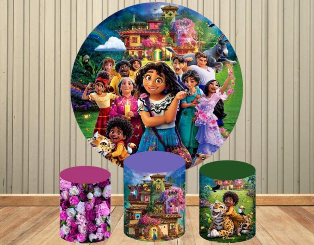 Disney Charming Encanto Round Cover Princess Girl Birthday Backdrop ...