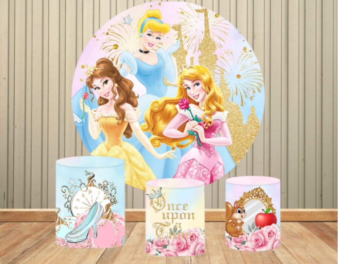 Disney Princess Girls Birthday Backgrounds Party Decors Round Circle ...