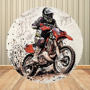 Motorcycle Round Circle Backdrops for Cool Boys Birthday Party - Etsy