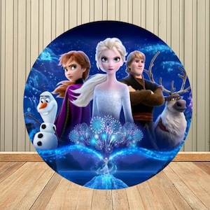 Frozen Princess Circle Round Backdrop Cover Anna and Elsa Background ...