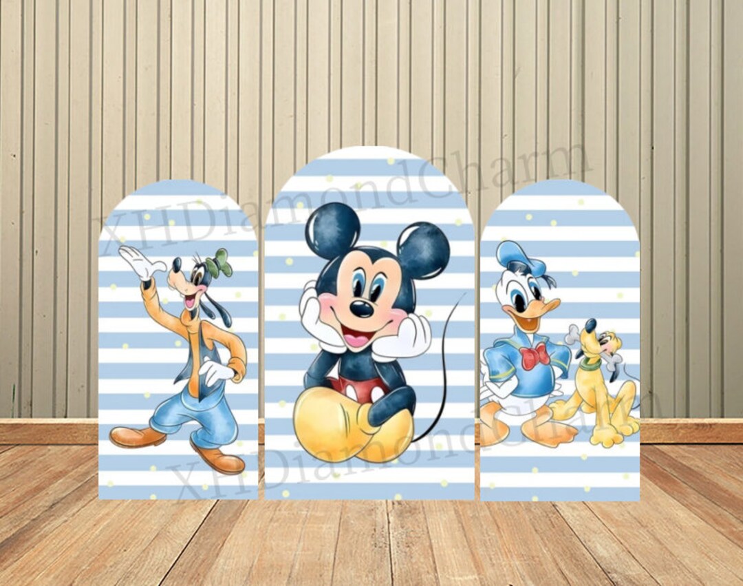 Cartoon Mickey Donald Duck Birthday Arch Cover Backdrop Wall for Kids ...