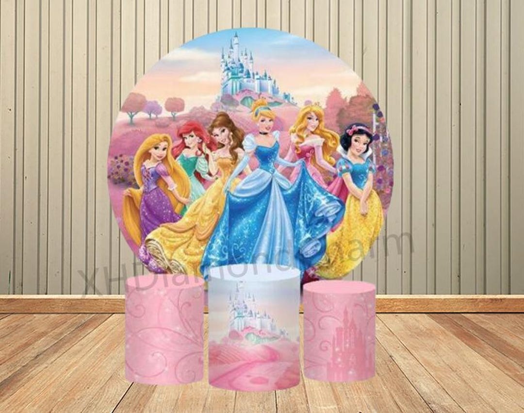 Disney Castle Princess Round Backdrop Cover for Girls Baby Shower ...