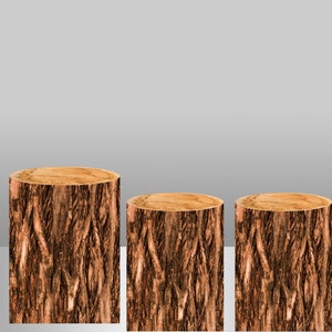 Wood Texture Round Cylinder Plinth Covers Background Elastic Fabric ...