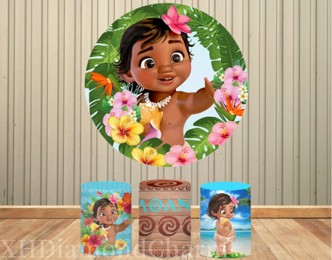 Disney Moana Round Cover Backdrop Girls Birthday Party Photography ...