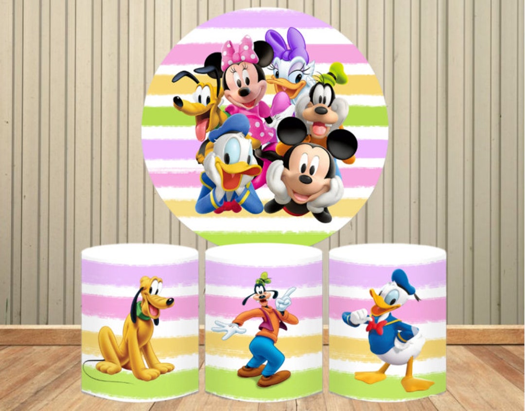 Mickey Minnie and Daisy Donald Duck Round Circle Backdrop Customized ...