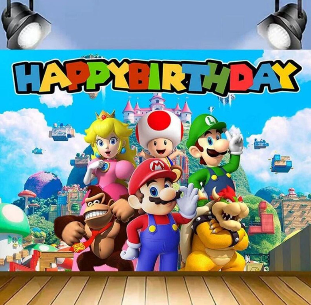 Mario Themed Birthday Party Photography Backdrop Kids Baby Shower Party ...