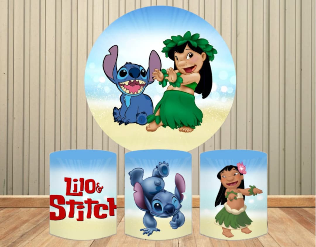 Disney Stitch Theme Round Backdrop Cover Kids Cartoon Birthday Party ...