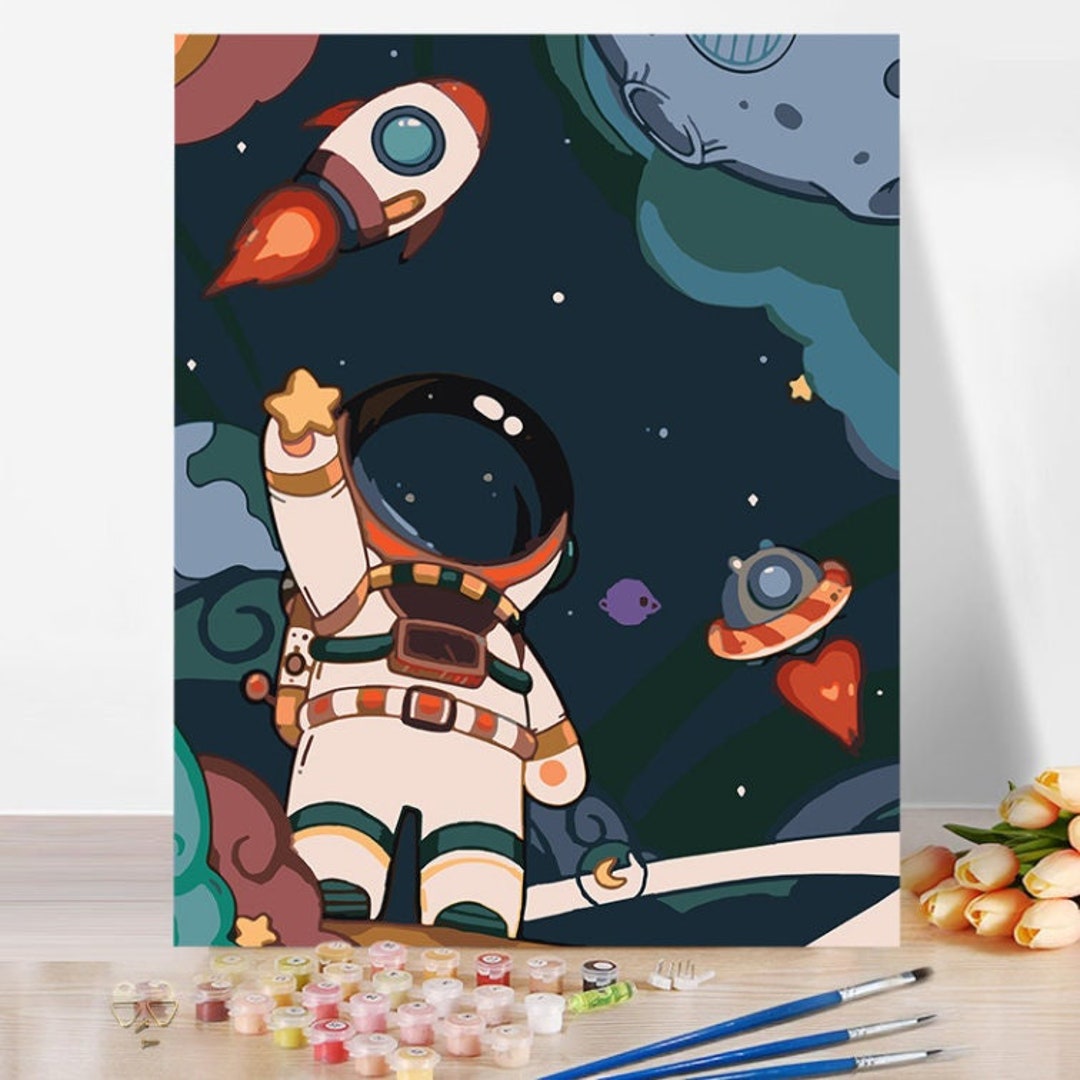 Paint by Numbers Space Astronaut Canvas Painting DIY Paint by Number ...